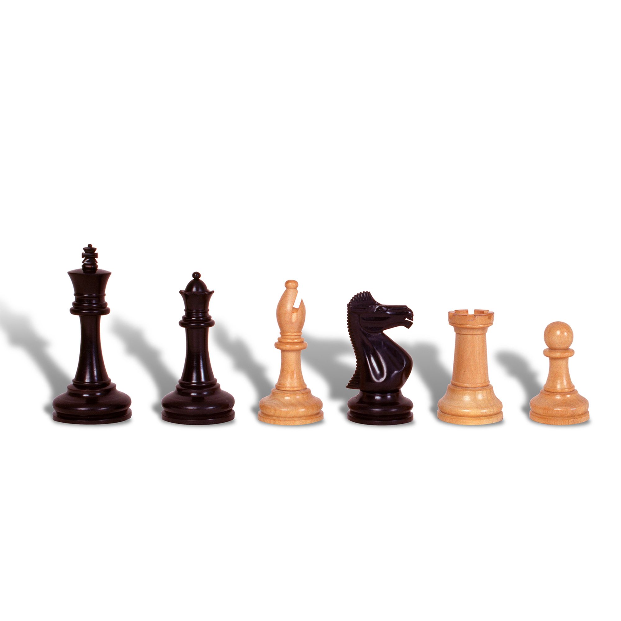 Black/Boxwood Triple Weight Chessmen with 4″ King – Sunnywood
